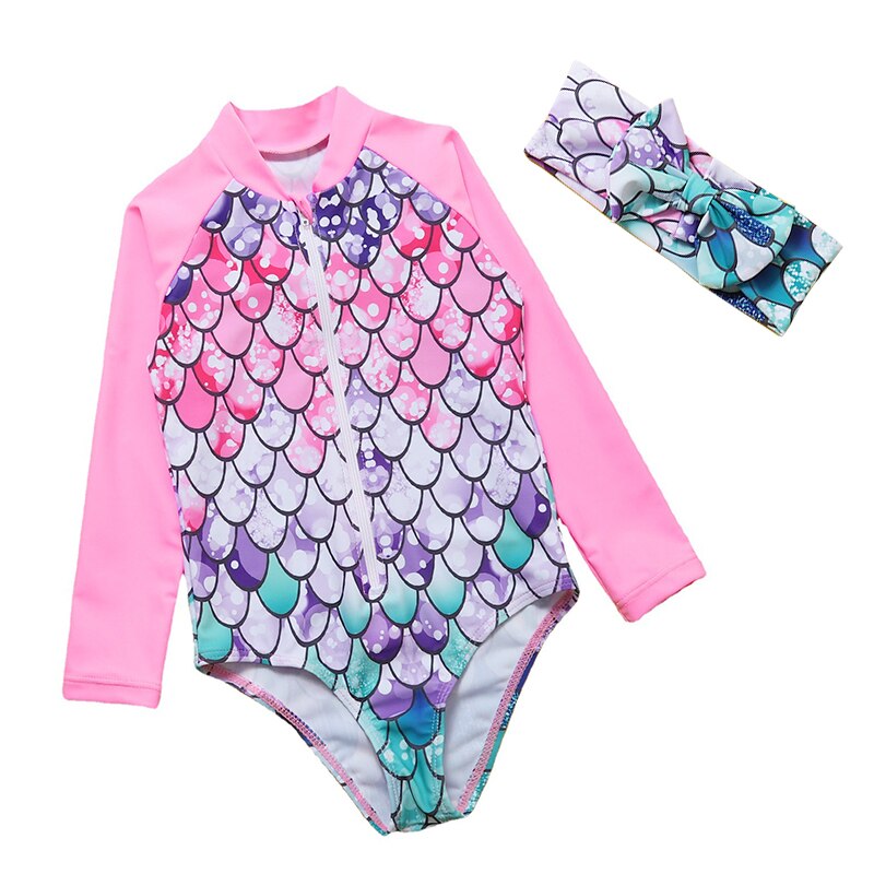 Mermaid Little Girls Rash Guard Swimsuit 2022 UPF5... – Grandado