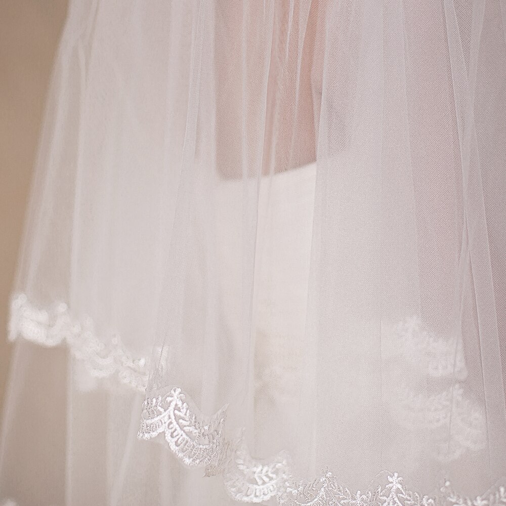 Women Ivory 2 Layer Wedding Bridal Veil with Comb ... – Grandado