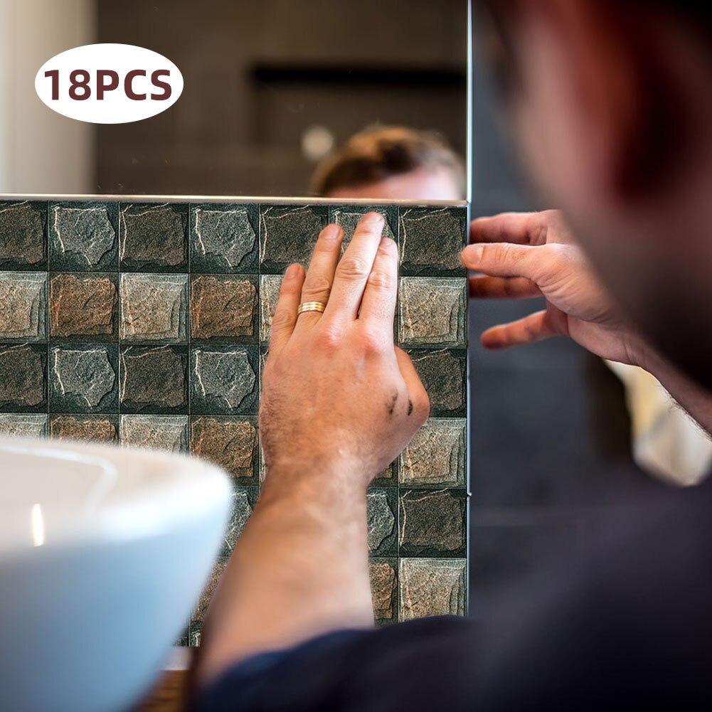 18Pcs Mosaic Tile Wall Sticker Waterproof Kitchen ... – Vicedeal