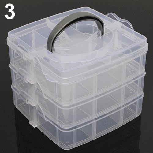 3 Layers 18 Compartments Clear Plastic Storage Box... – Grandado