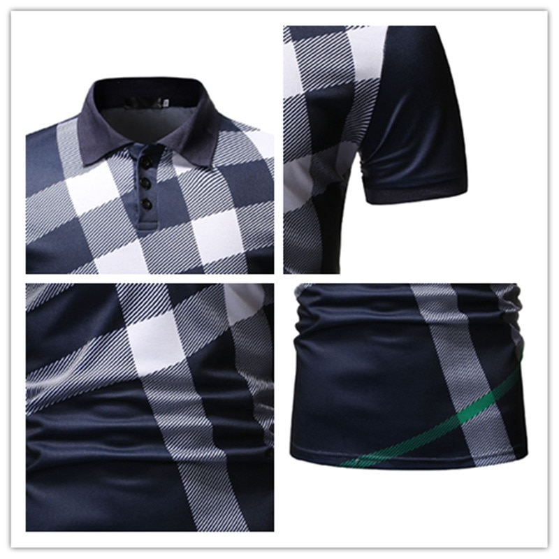 Polo Shirt Men Plaid Pattern Men's Casual POLO Shi... – Grandado