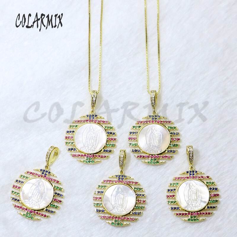4 Uds. Colgante de la Virgen María colorido zircon... – Grandado