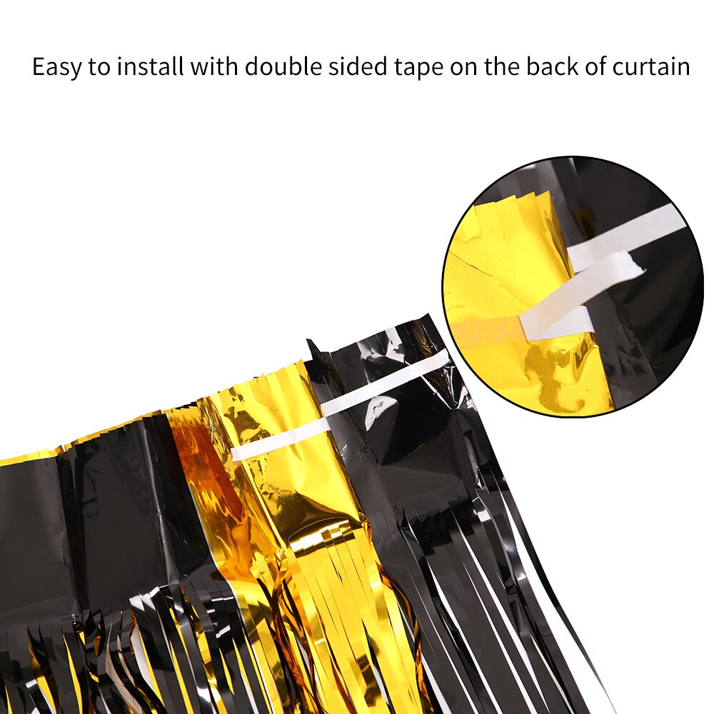 Graduation Party Gold Black Foil Tinsel Fringe Cur... – Grandado