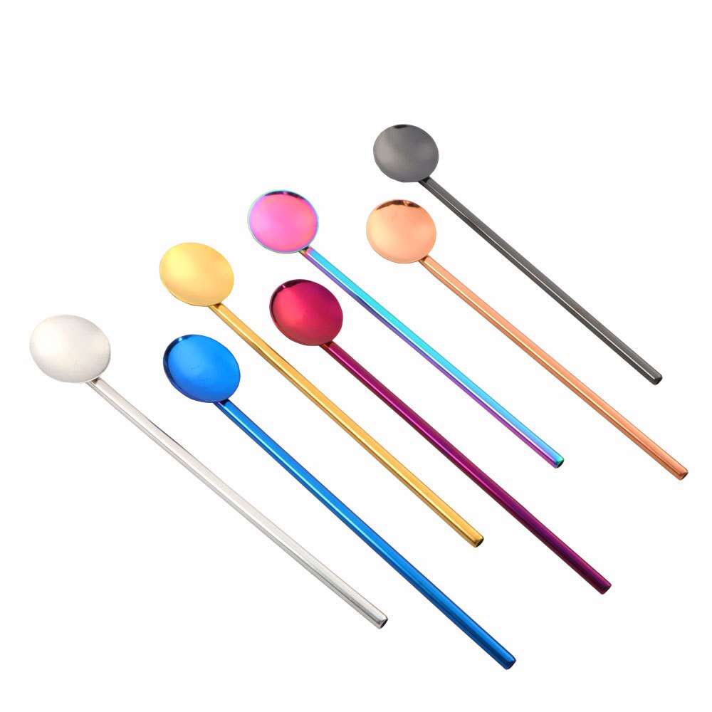 304 Stainless Steel Straw Long Spoon Rainbow Titan... – Vicedeal