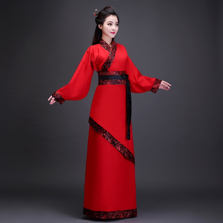 Chinese Folk Dance Red and Black Hanfu Classical D... – Vicedeal