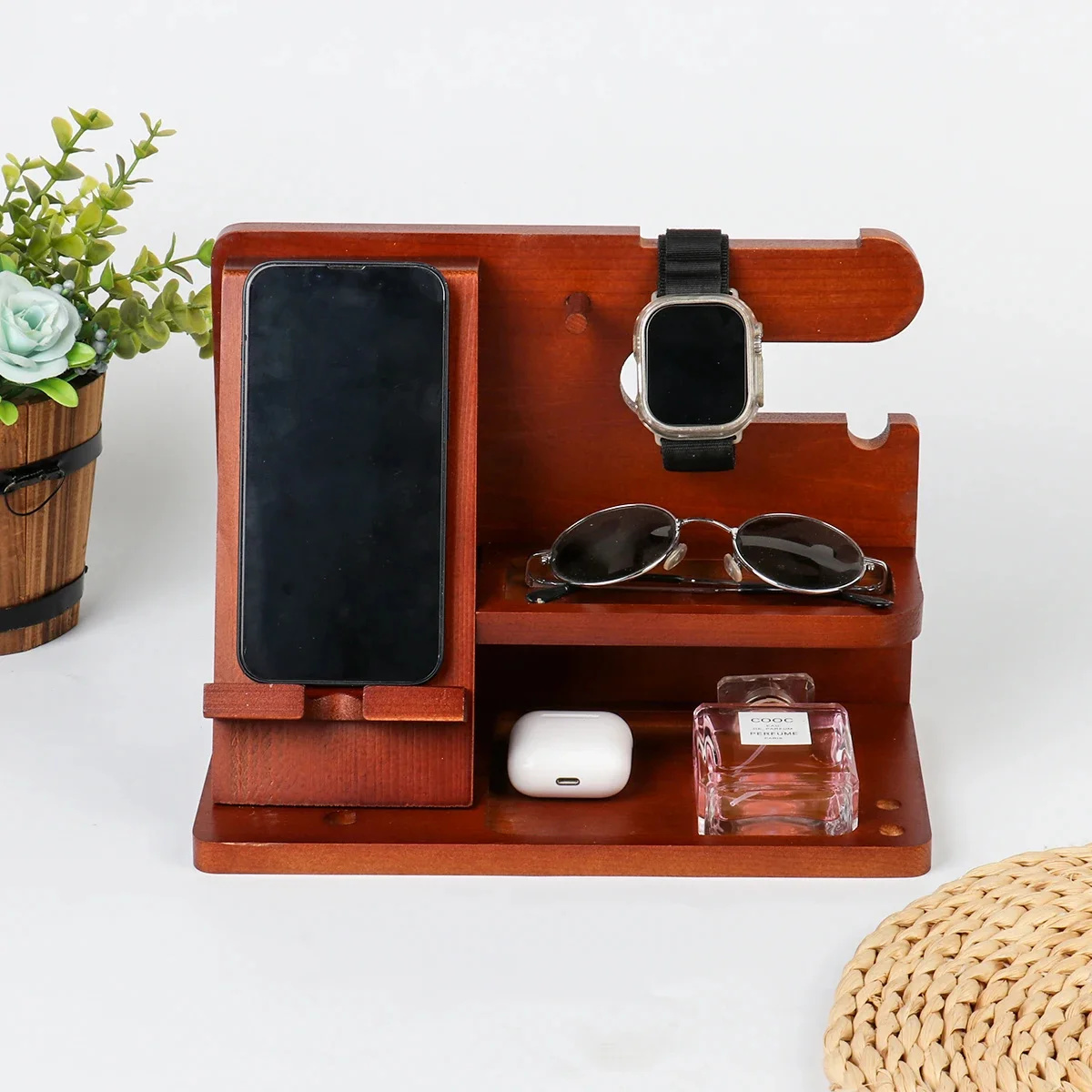Wood Phone Docking Station Key Holder Wallet Stand... – Grandado