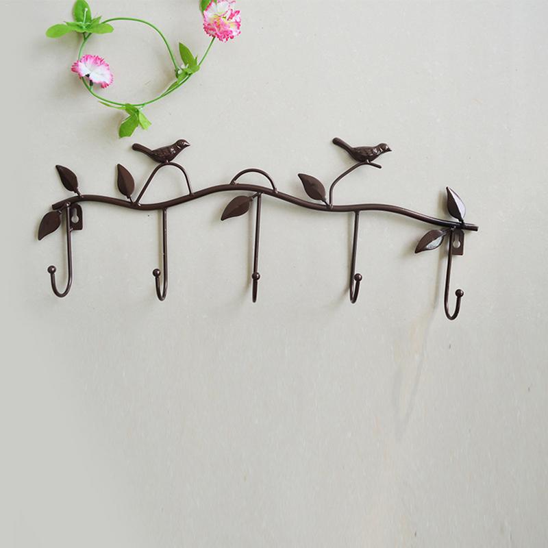 5 Hooks Wrought Iron Bird Door Hook Rack Clothes R... – Vicedeal