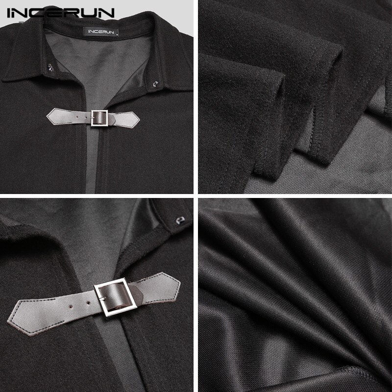 INCERUN 2022 Men Cloak Coats Solid Color One Butto... – Vicedeal