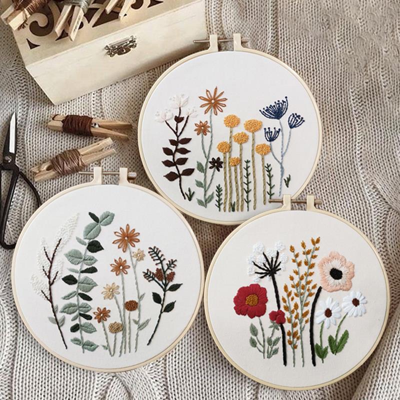 Flower Pattern Embroidery Set Needlework Tools Pri... – Grandado