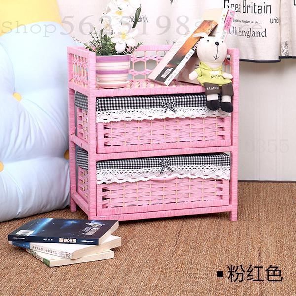 Two-layer white rattan storage cabinet drawer-styl... – Grandado