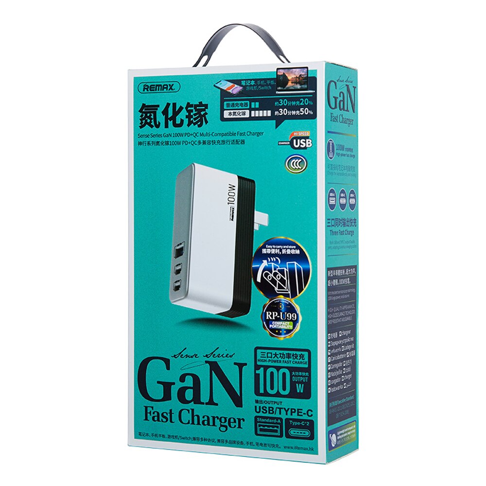 Remax rp -u99 usb laddare 100w gan laddare lämplig... – Vicedeal