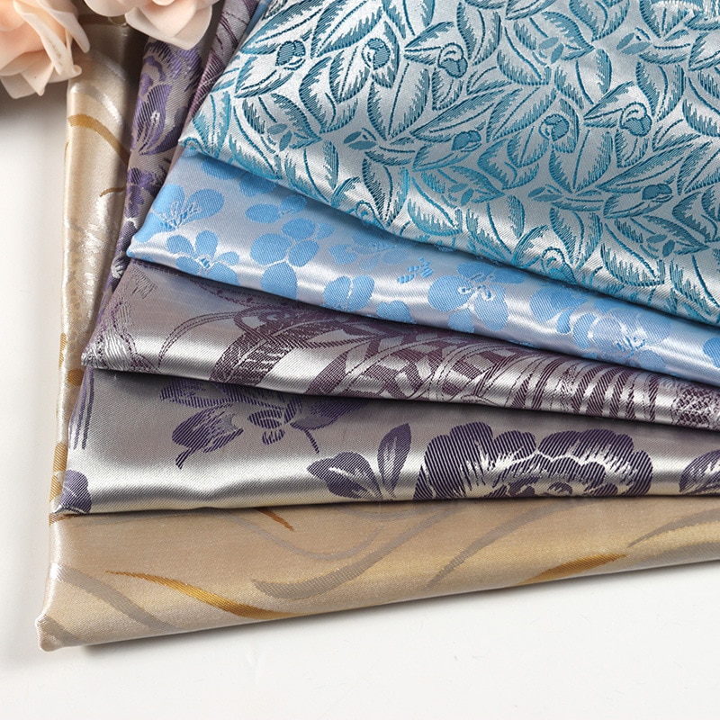 Jacquard Satijn Kation Stof Bloemen Patroon Glossy... – Grandado