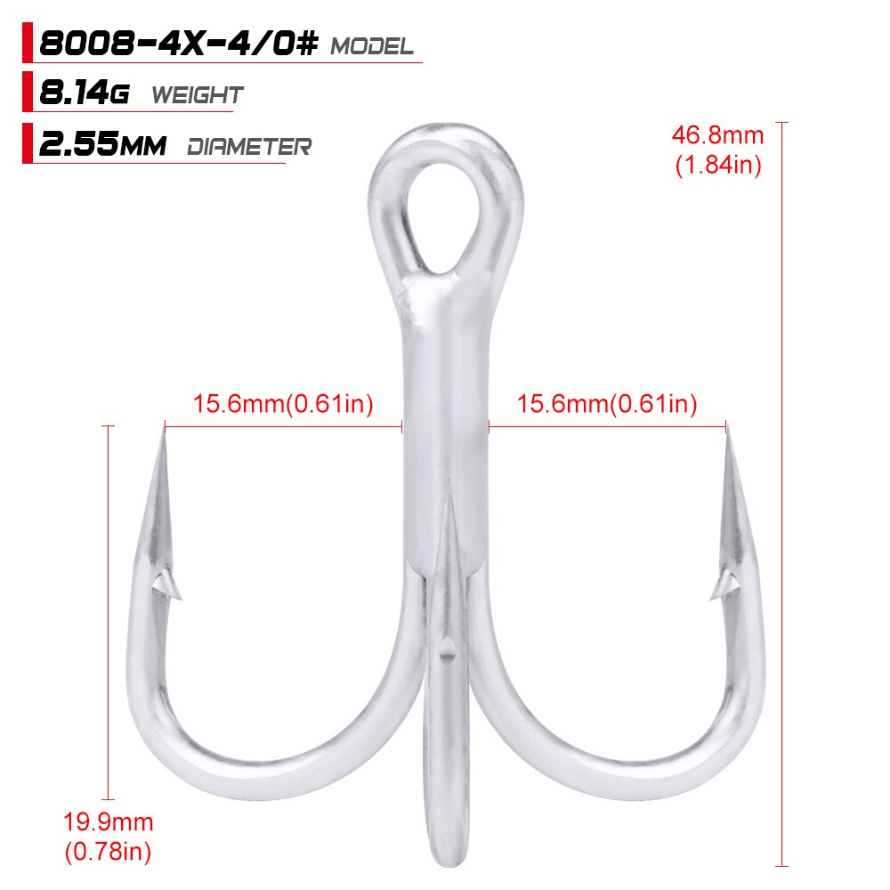 Saltwater Fishing Hook 5/10pcs 4X Matte Tin Treble... – Grandado