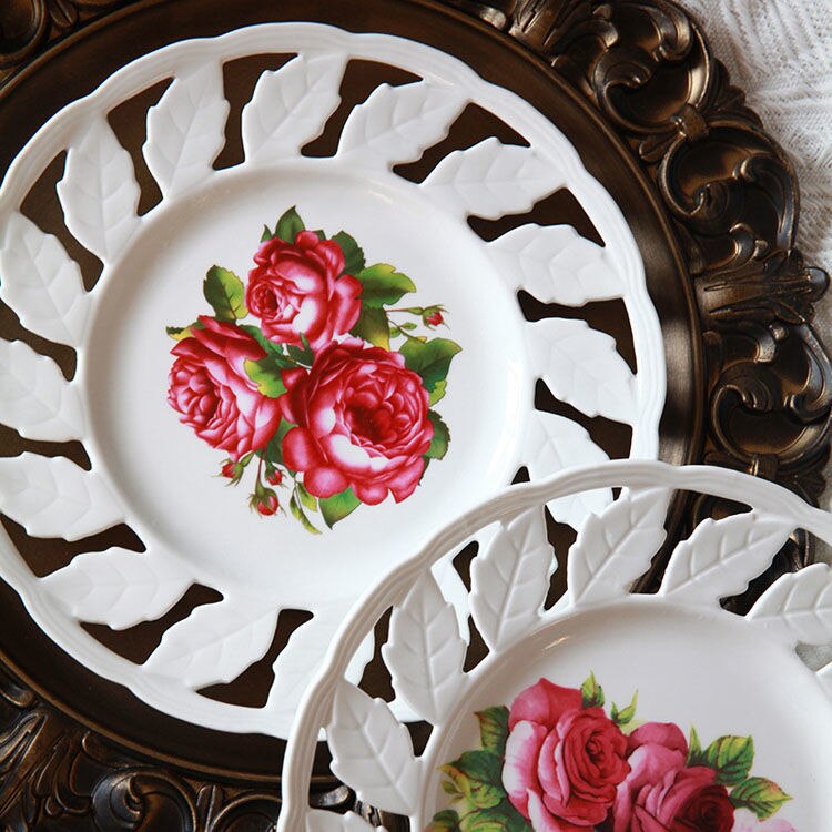 Ceramic disc three-dimensional painted roses dishe... – Grandado