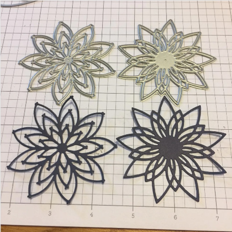 2 Types Lotus Flower Frame Metal Cutting Dies Sten... – Grandado