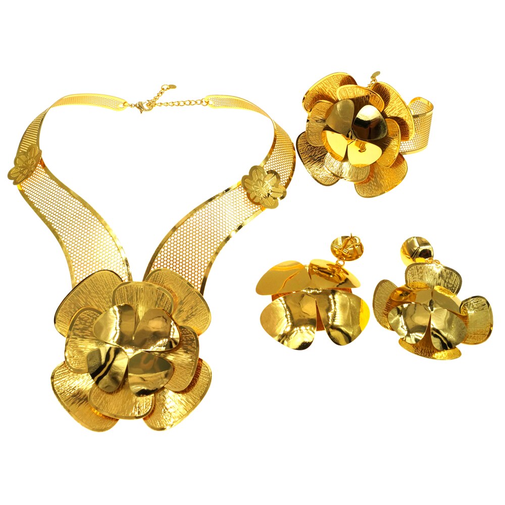 24K Dubai Gouden Sieraden Set Dames Bloem Glossy K... – Grandado