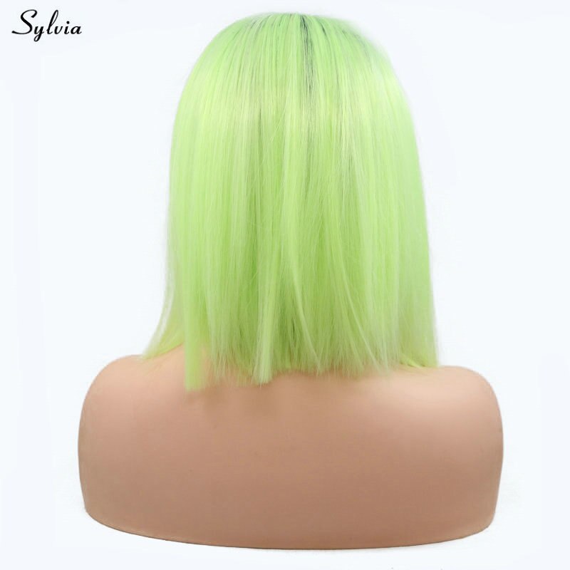 Sylvia Summer Green Wig Ombre Dark Roots Two Tone ... – Grandado