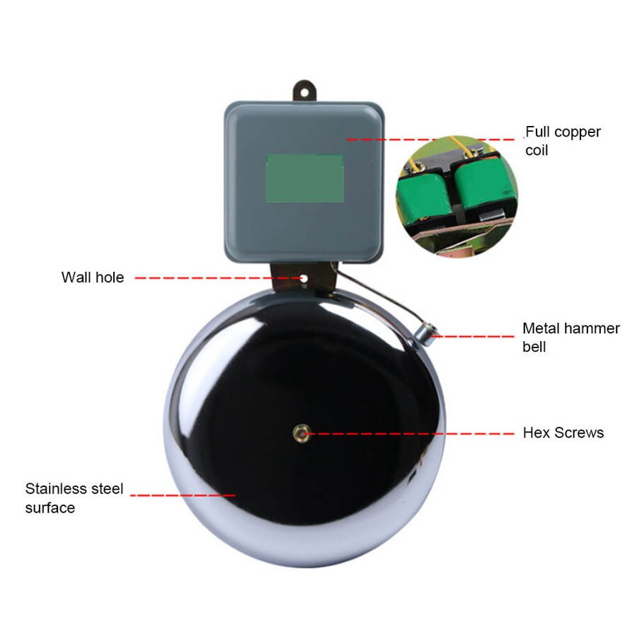 150mm Tradition Electric Bell Alarm AC220V 100A 20... – Grandado