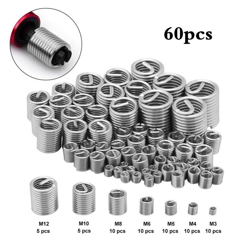 60Pcs Silver M3-M12 304 Wire Thread Insert Repair ... – Grandado