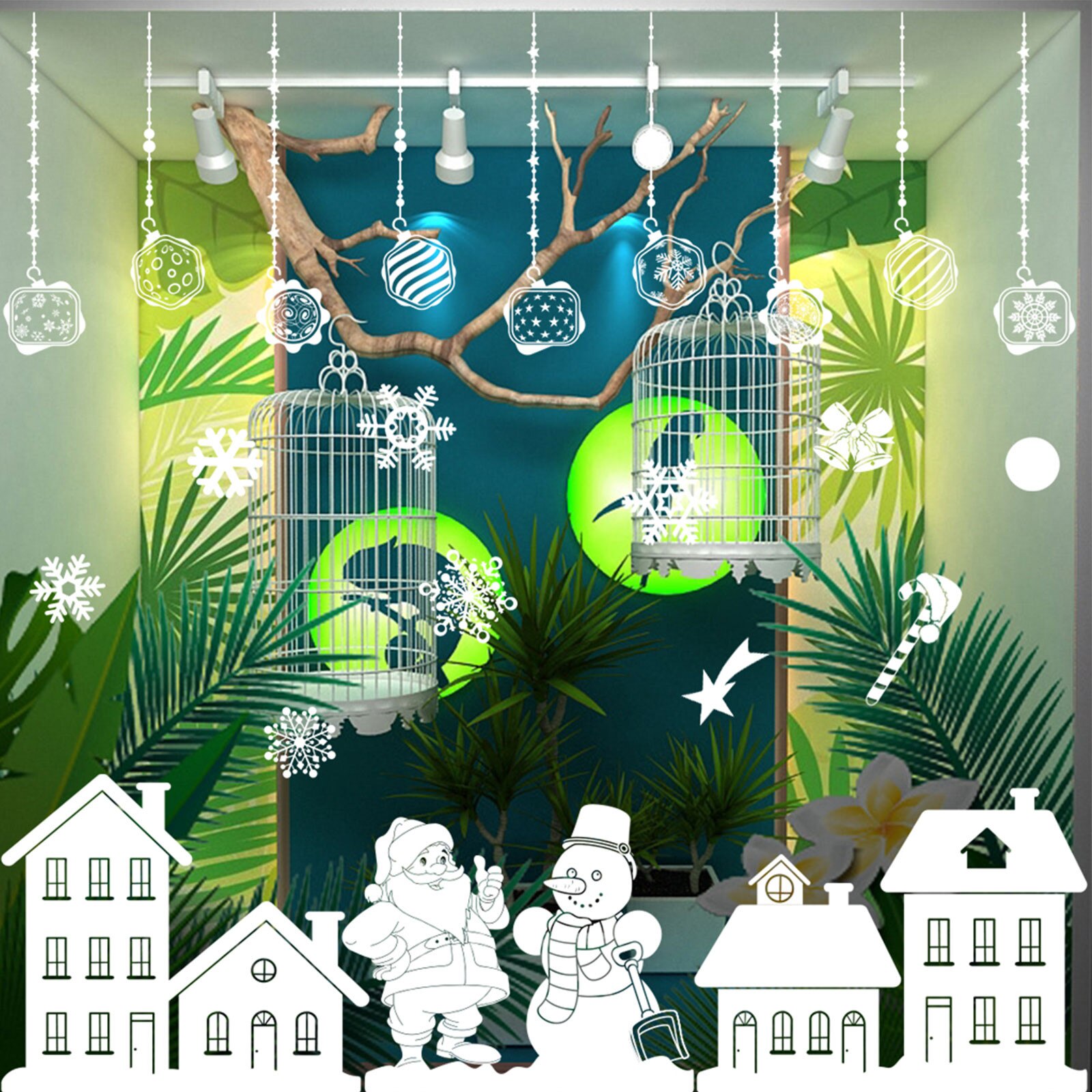 2PC Current Christmas Window Glass Showcase Electr... – Grandado