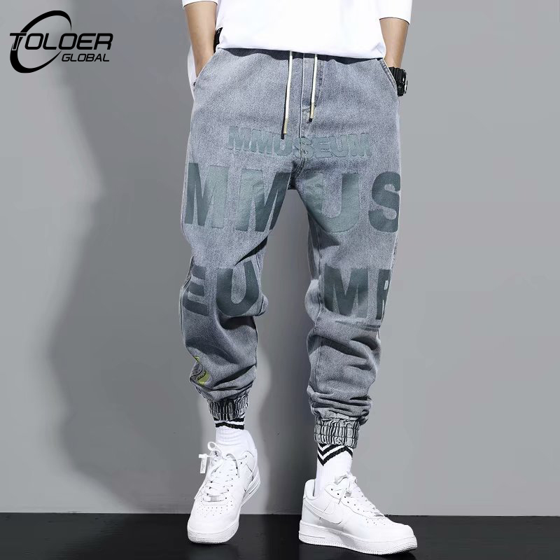 Losse Heren Jeans Brief Afdrukken Broek Eenvoudig ... – Grandado