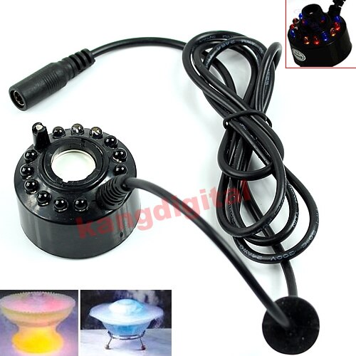 12 LED Ultrasonic Water Fountain Mist Maker Fogger Pond Atomizer Air ...