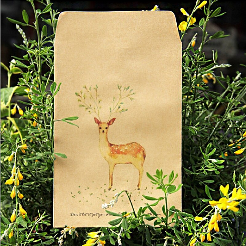 8 Designs Kraft Paper Deer Envelope Vintage Europe... – Grandado
