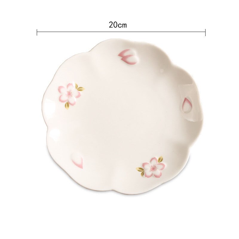 Modern Ceramic Plate Hand Embossed Peach Blossom D... – Vicedeal
