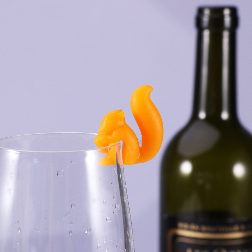 5 Pcs Silicone Red Wine Glass Marker Squirrel Stic... – Grandado