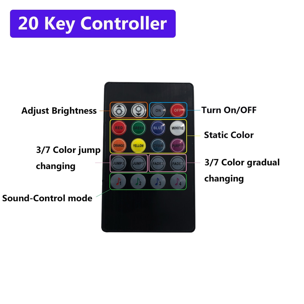 20Keys USB Led RGB Controller DC 5V RF Musik Sound... – Vicedeal