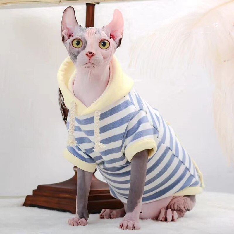 Sphinx Cat Hoodies Clothes Stripe Sweater For Kitt... – Vicedeal