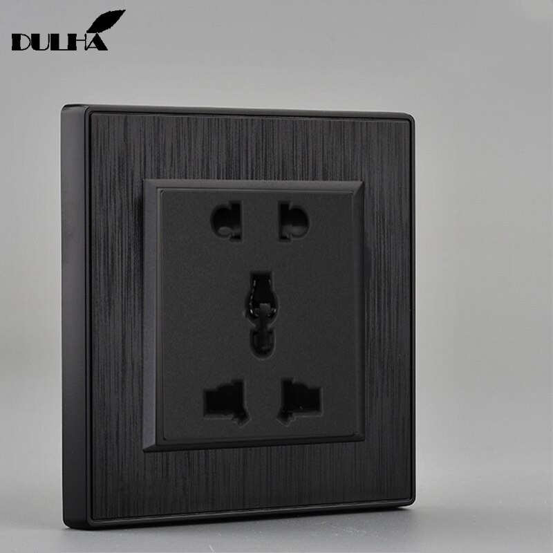 Black 5 Pin Wall Power Socket Satin PC 10A Multifu... – Grandado