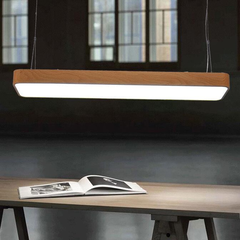Imitation wood grain office hanging lamp, aluminum... – Grandado