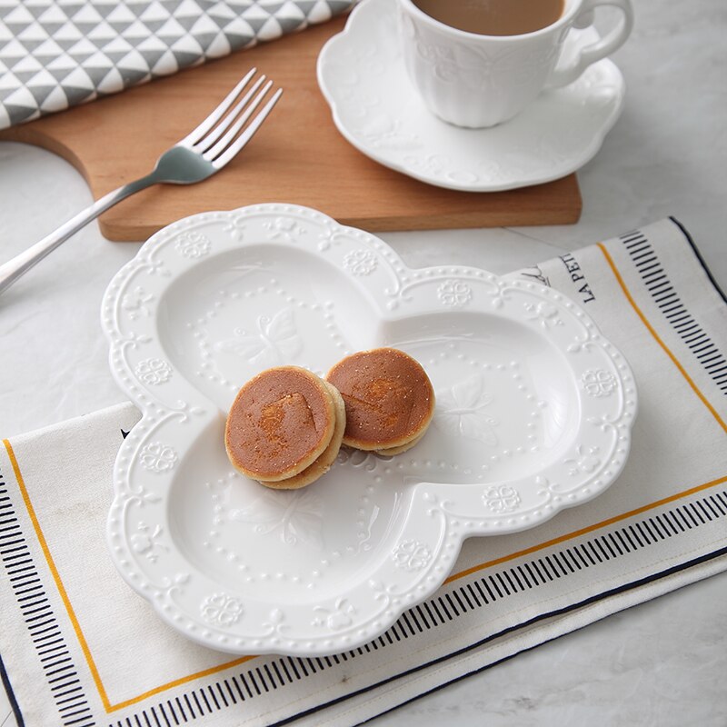 3pcs set, plain white embossed porcelain wedding b... – Grandado 3pcs set, plain white embossed porcelain wedding b... – Grandado