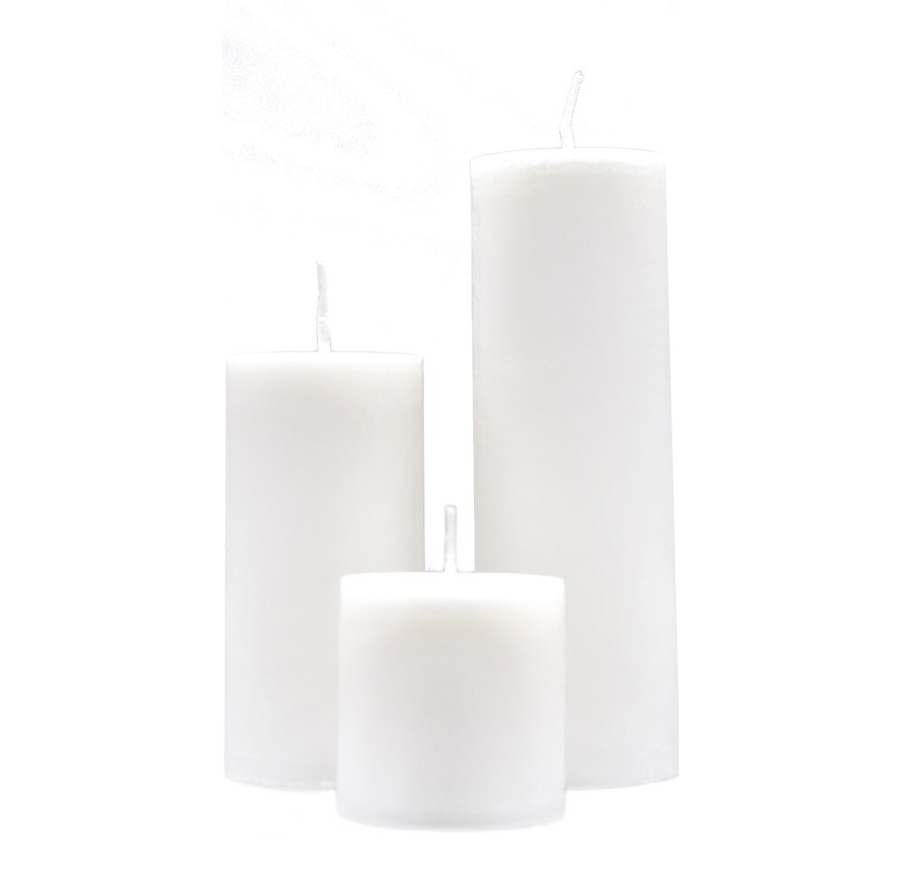 Set Of 3 Unscented White Pillar Candles Wax Tall G... – Grandado