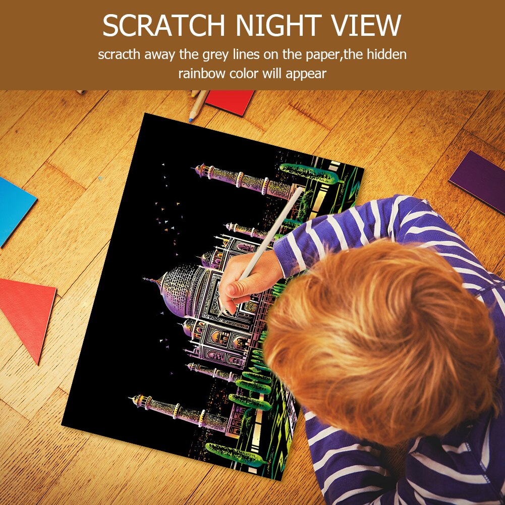 1 Set Taj Mahal Scraping Painting Drawing Paper Co... – Grandado