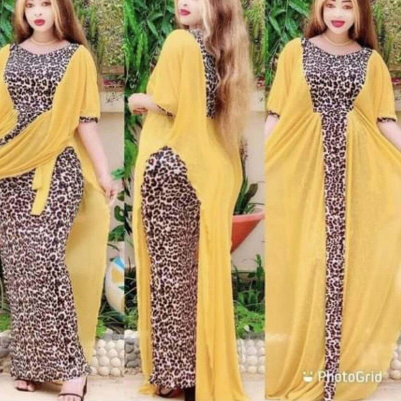 African Long Maxi Dress Women's Leopard Print Patc... – Grandado