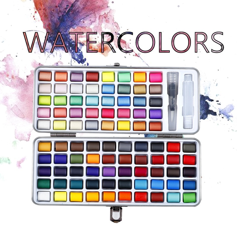 50/72/90 Color Solid Watercolor Set Basic Neon Gli... – Grandado