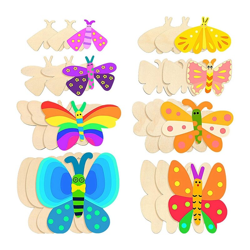 24 PCS Blank Wooden Butterfly Unfinished Wood Butt Grandado