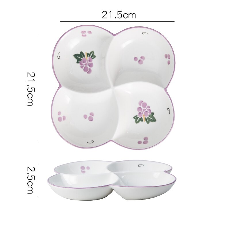 （10 Inch）Ceramic Nordic Four-Divided Plate Fruit S... – Grandado