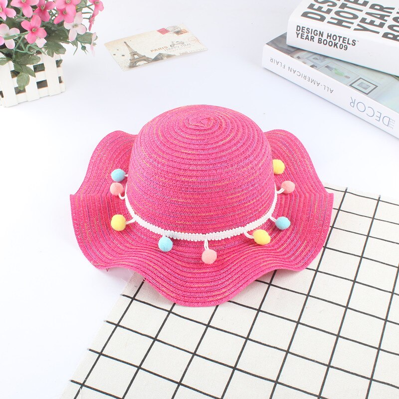 Mode Zomer Kleurrijke Kwastje Ballen Kids Stro Hoe... – Vicedeal