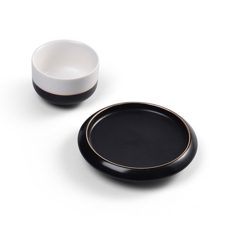 Vintage tea cup with saucer black and white modern... – Grandado