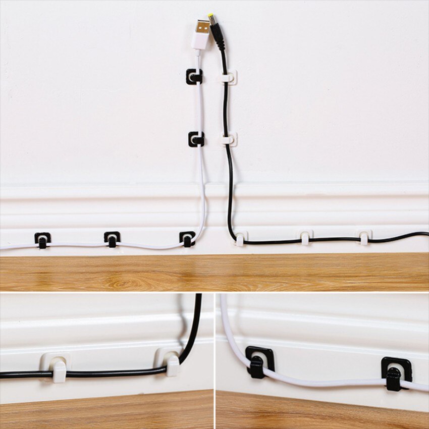 18 pcs Cable Cord Wire Line Desk Wall Organizer Clips Data Lines ...