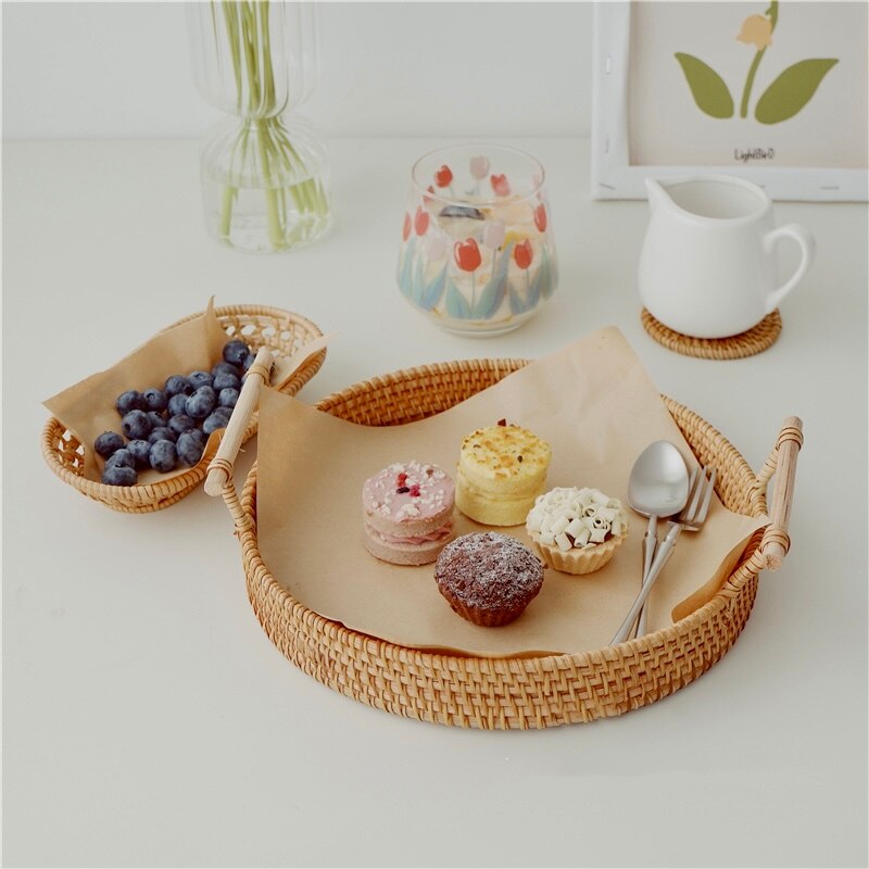 Rattan basket Dessert Bread Plates Photo props Jap... – Vicedeal
