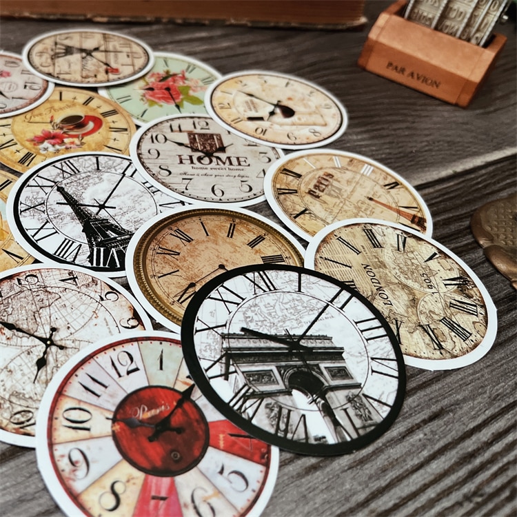 Vintage Roman Circular Clock Sticker DIY Scrapbook... – Vicedeal