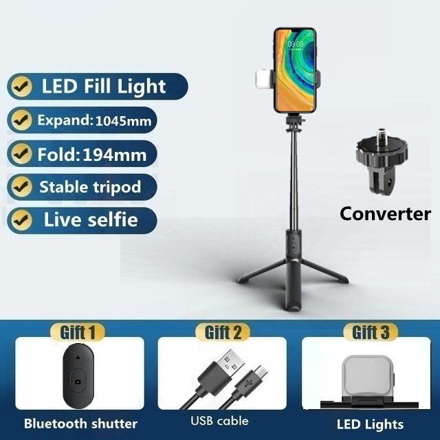 COOL DIER Wireless Bluetooth Selfie Stick Tripod W... – Grandado