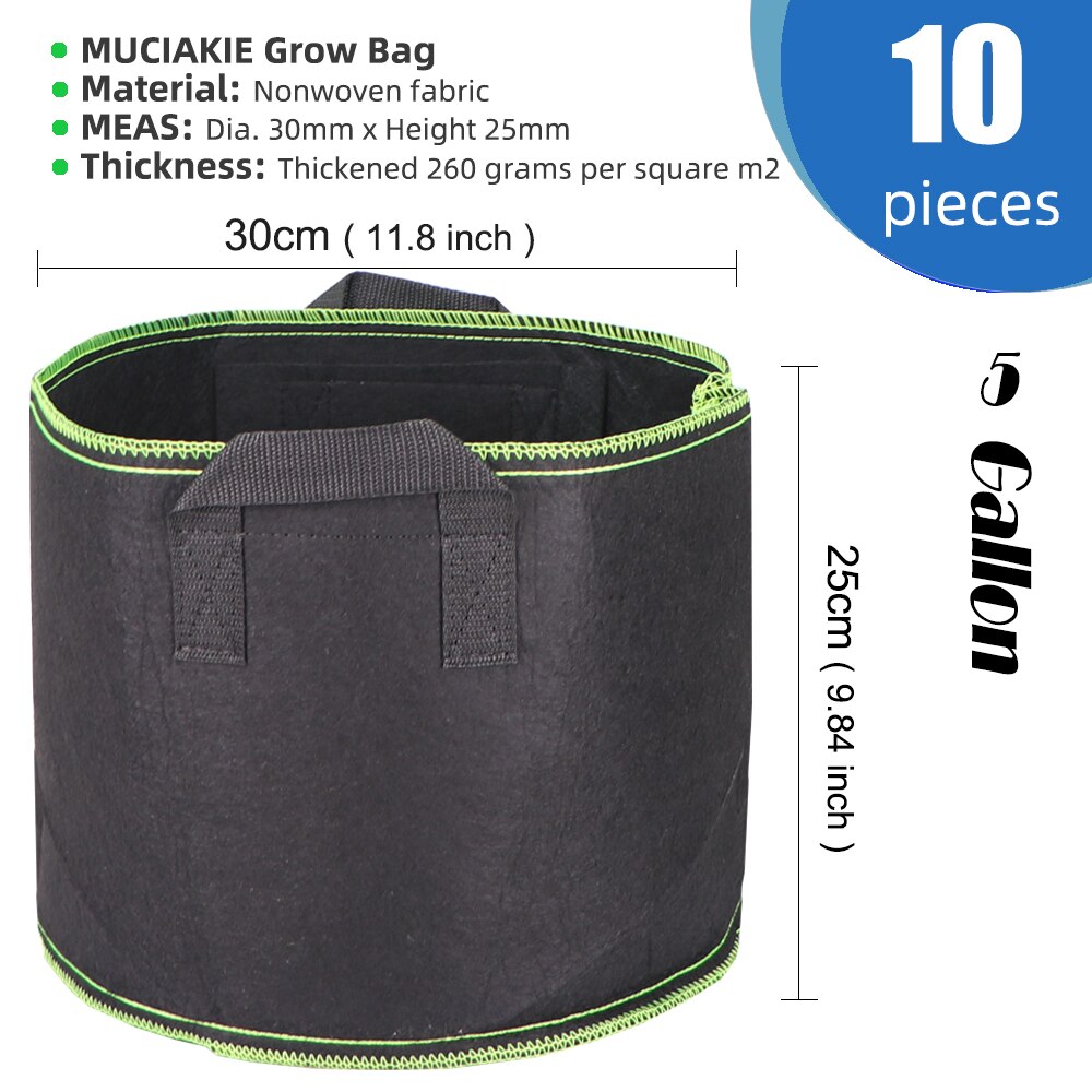 MUCIAKIE 1-20 Gallon 5/10PCS Grow Bag Fabric Pots ... – Grandado