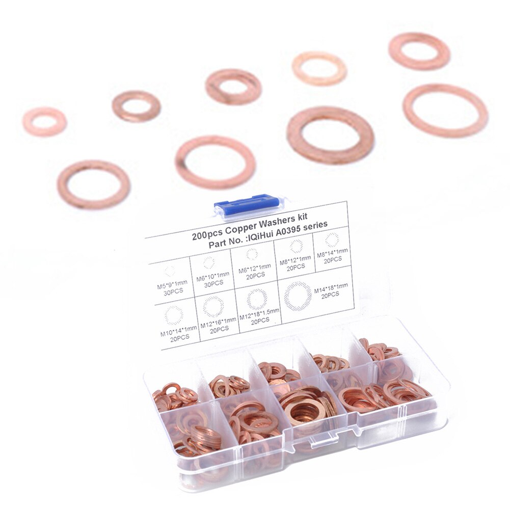 9 Sizes Solid Copper Crush Washers Assorted Seal F... – Vicedeal
