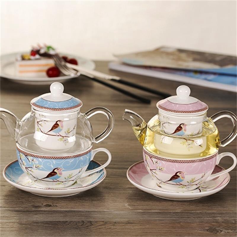 Ceramic Flower Teapot Flower Bird Cup Saucer Heat-... – Grandado