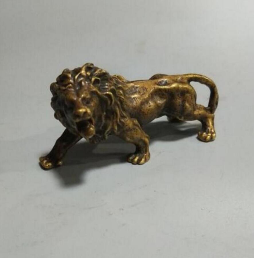 Copper Statue China's archaize pure brass lion sma... – Grandado